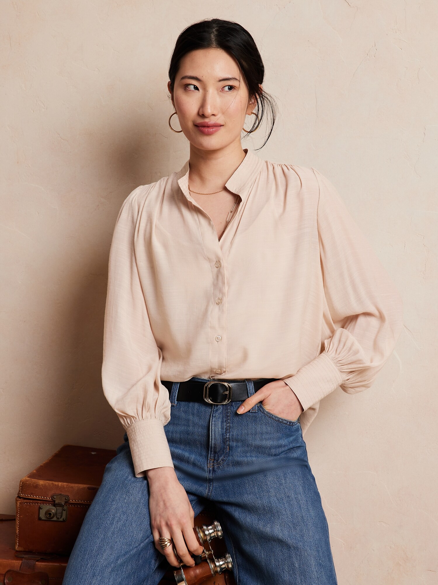 Volume-Sleeve Shirt | Banana Republic Factory