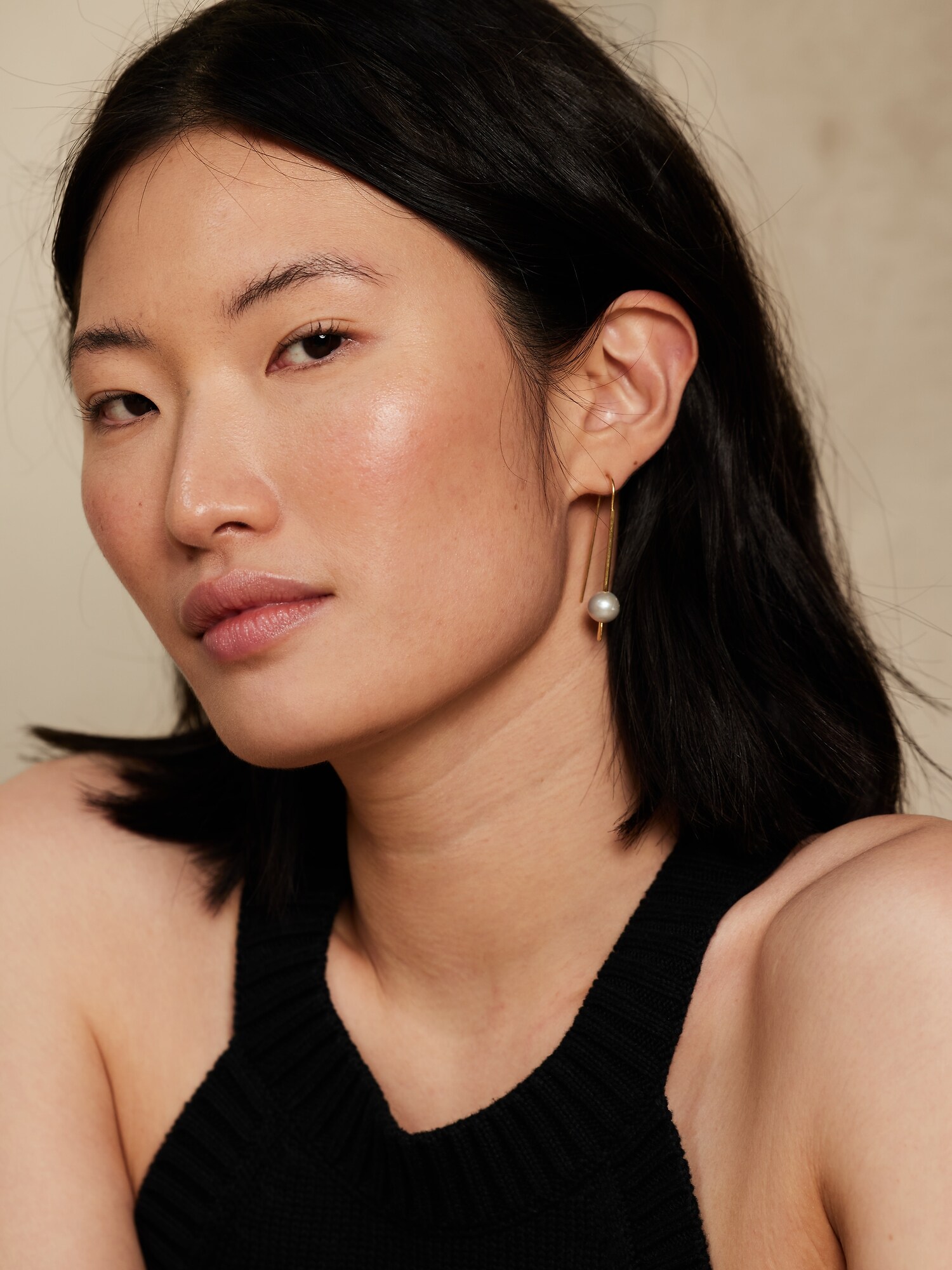 Threaded Silver Pearl Earring | Aureus + Argent | Banana Republic Factory