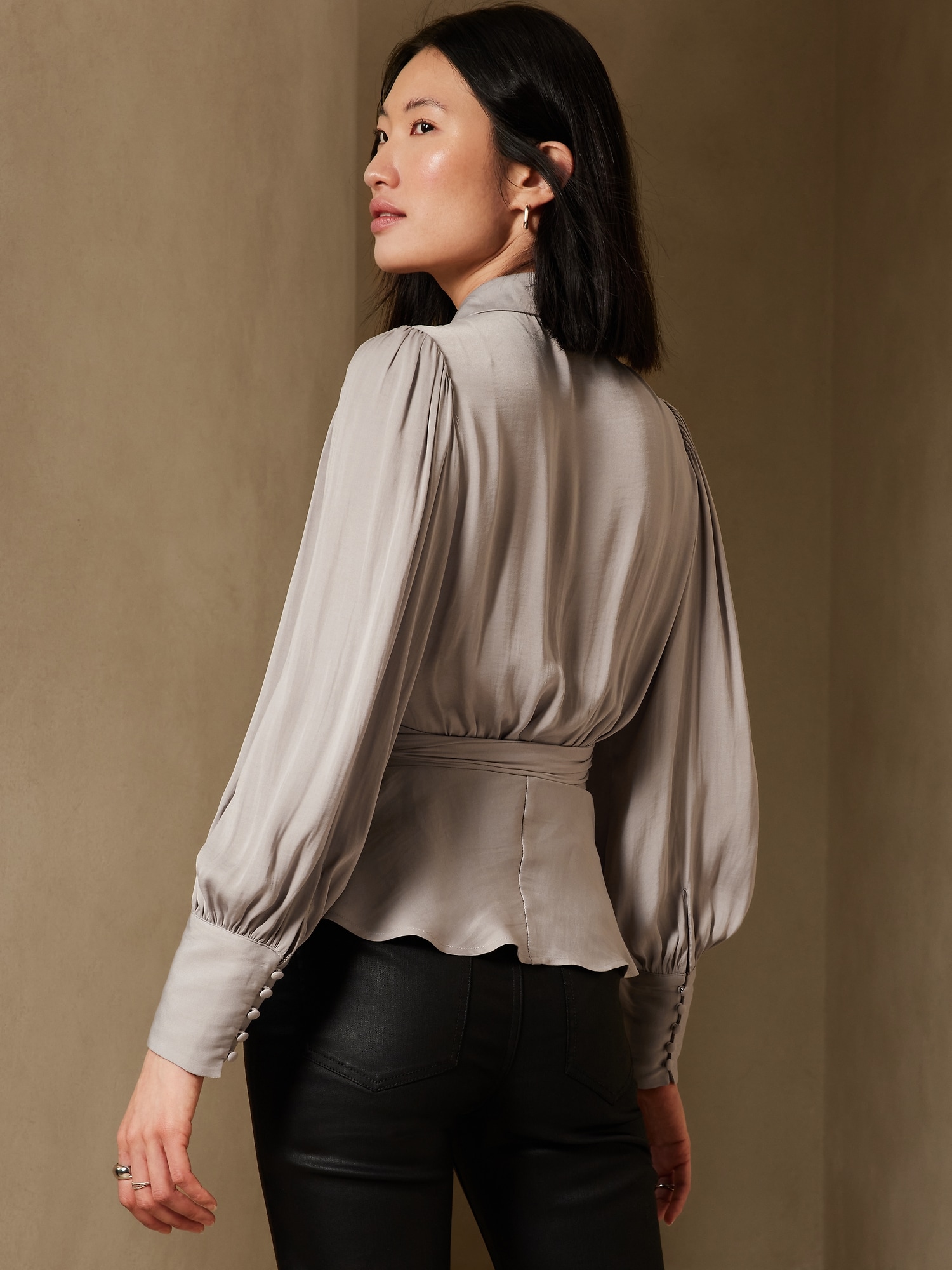 Satin Tie Wrap Blouse Banana Republic Factory