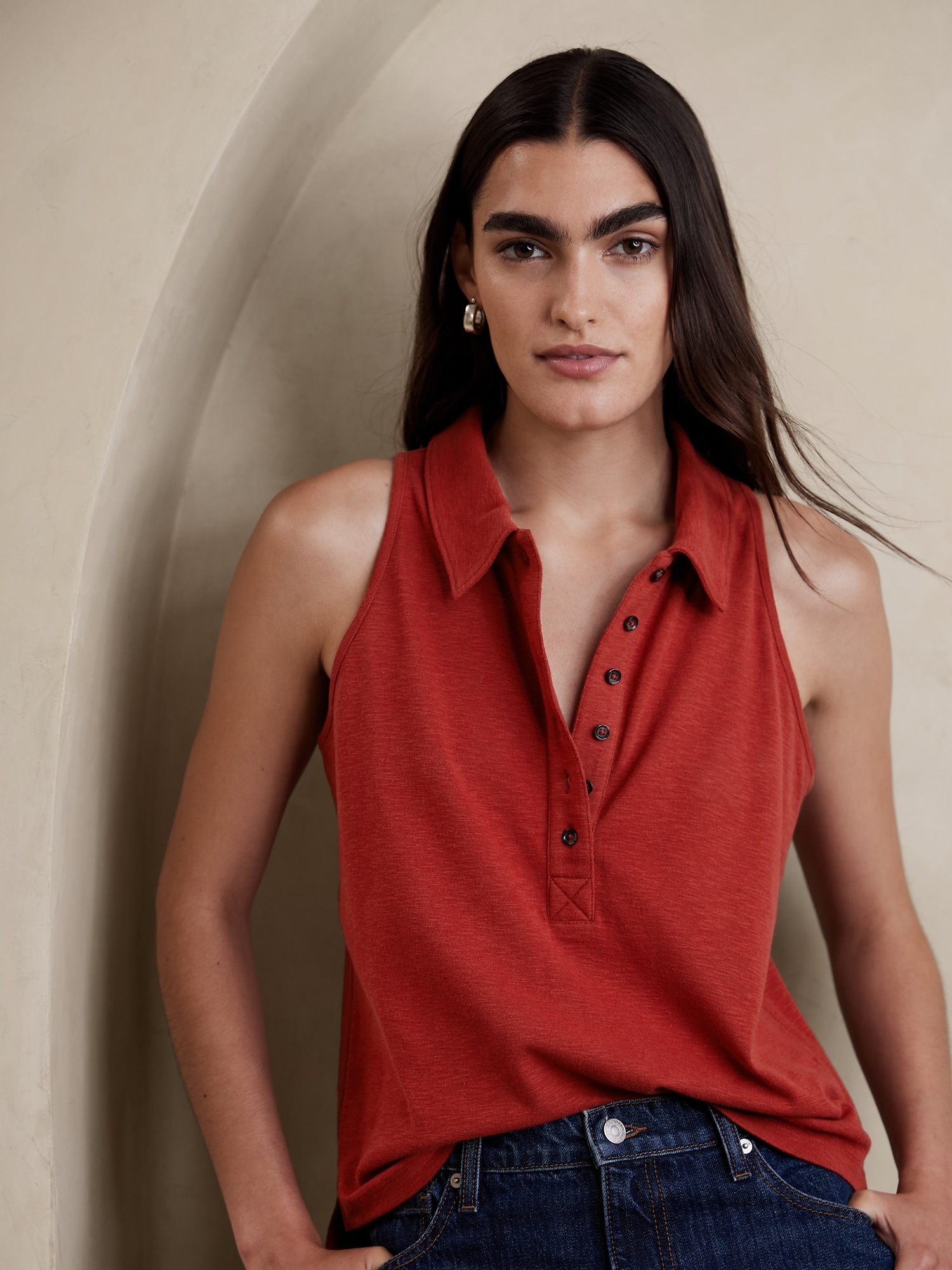 Slub Ribbed Polo Tank | Banana Republic Factory