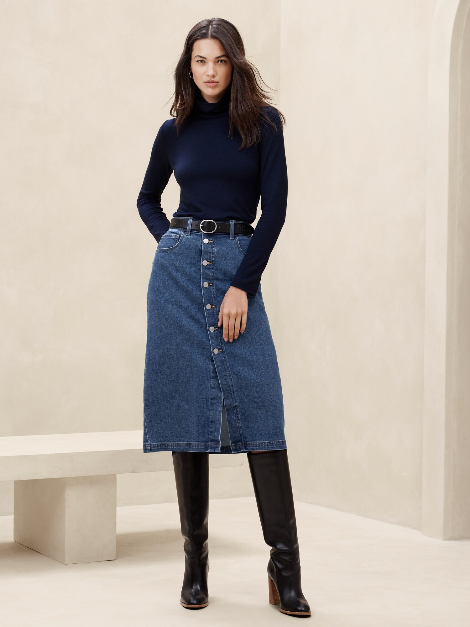Denim Midi Skirt Banana Republic Factory Denim Midi Skirt Banana Republic Factory