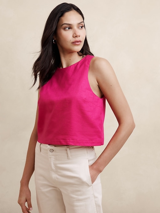 Linen-Blend Cropped Shell | Banana Republic Factory