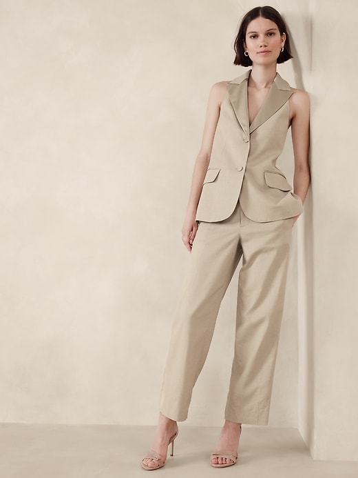 Linen-Blend Tuxedo Racer Suiting Vest | Banana Republic Factory