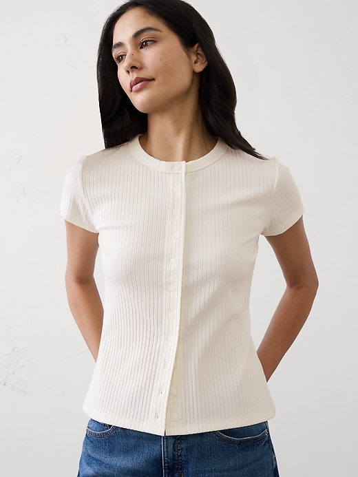 Ribbed Button Top | Banana Republic Factory