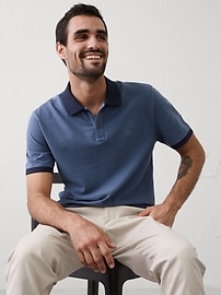 Standard-Fit Monogram Pique Polo | Banana Republic Factory