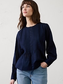 Pintuck Button-Back Top | Banana Republic Factory