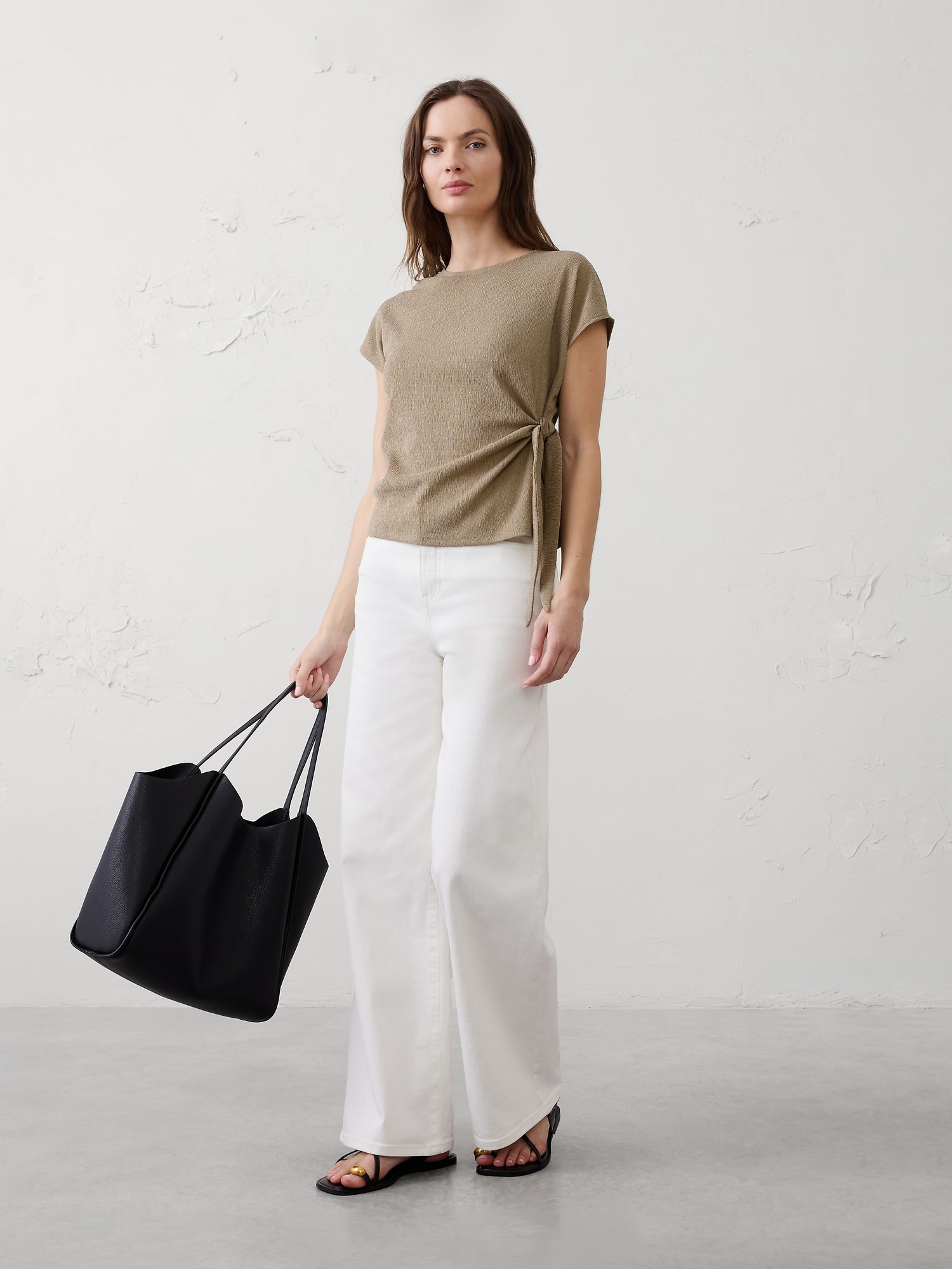 Textured Smocked Side-Tie Top | Banana Republic Factory