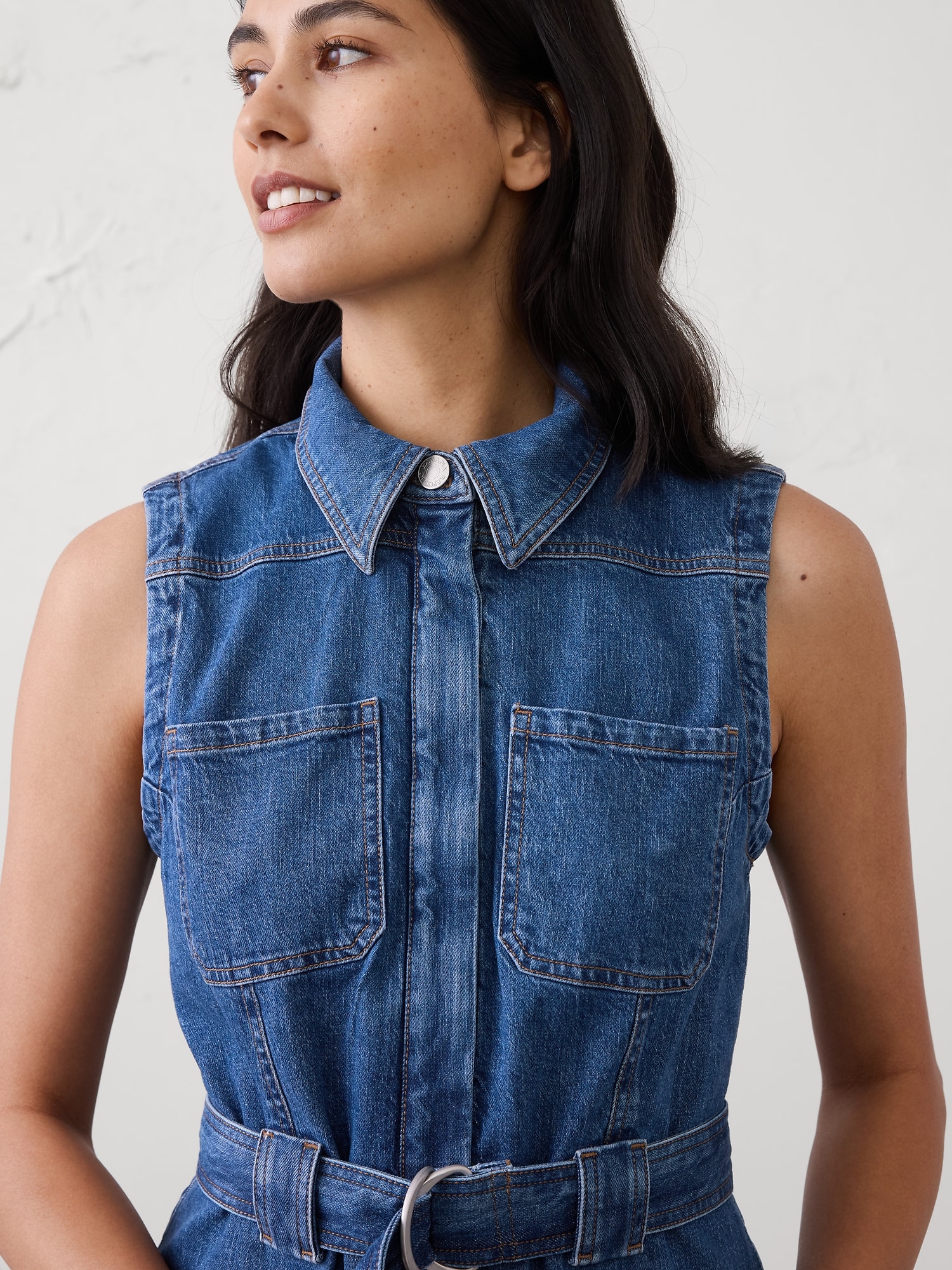 Patchwork Denim Utility Mini Dress | Banana Republic Factory