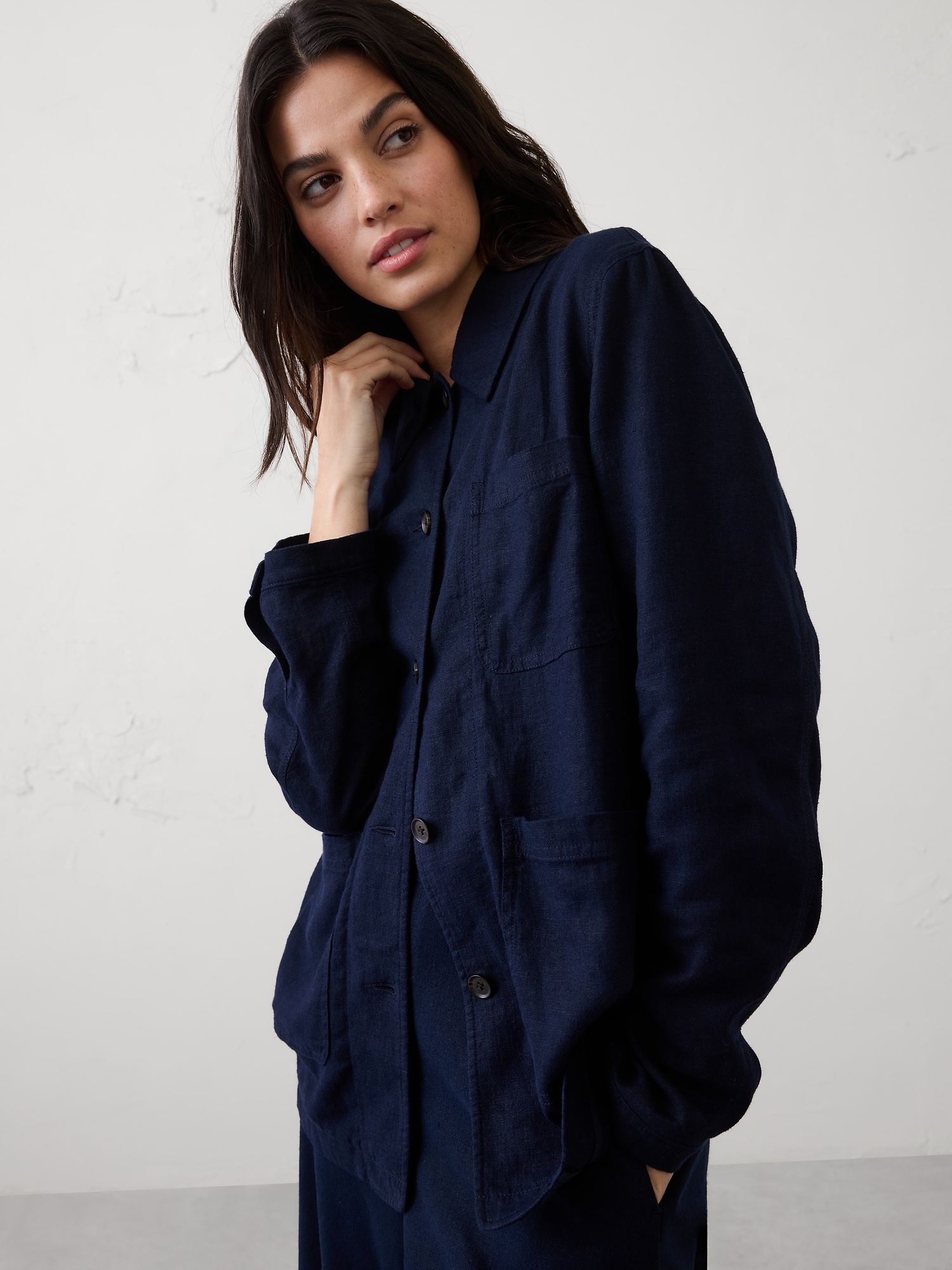Linen-Blend Chore Overshirt | Banana Republic Factory